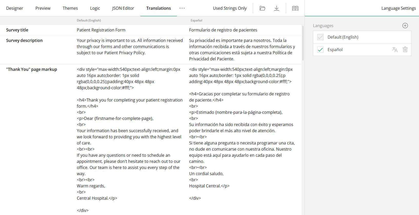 Survey Creator - SurveyJS