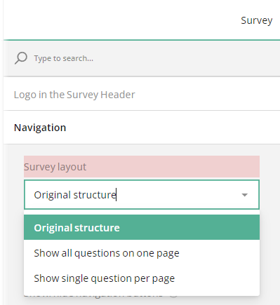 General Survey Layout Settings - SurveyJS